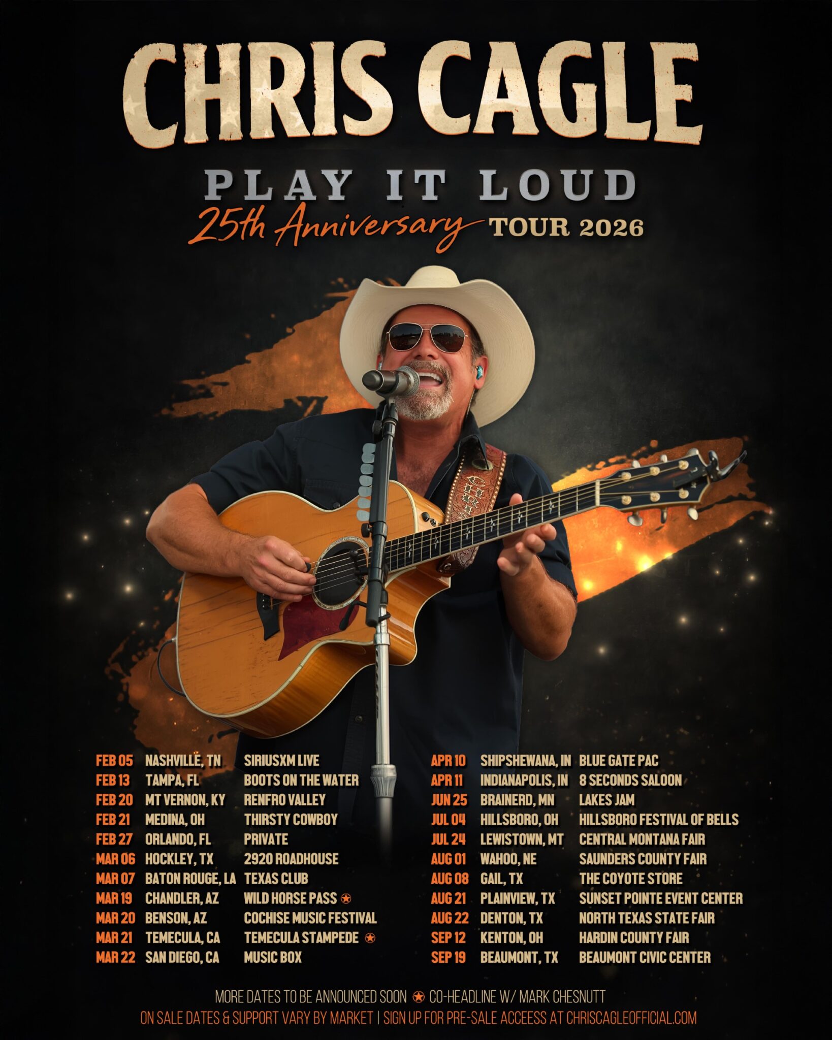 Chris Cagle returns to Thirsty Cowboy with the “Play It Loud 25th ...